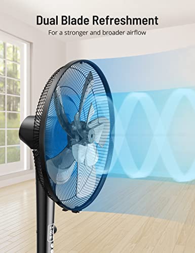 Mirdred Fans for Home Bedroom, 18'' Standing Floor Fans for Home,12 Speeds Oscillating Fan with Remote, Pedestal Fan with Adjustable Height,3 Wind Modes,18H Timer, 85° Oscillation