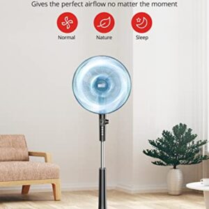 Mirdred Fans for Home Bedroom, 18'' Standing Floor Fans for Home,12 Speeds Oscillating Fan with Remote, Pedestal Fan with Adjustable Height,3 Wind Modes,18H Timer, 85° Oscillation