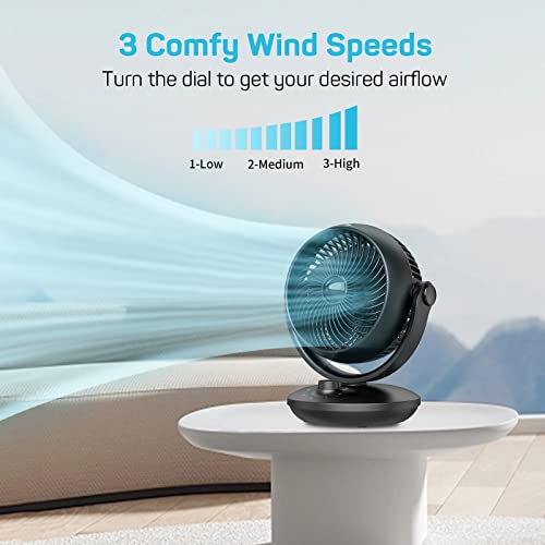 Dr. Prepare Air Circulator Fan for Bedroom, 8” Quiet Desk Fan, 70° Auto-Oscillating Vortex Fan, Efficient Cooling & Circulation Fan, 3 Speeds, 100° Adjustable Tilt, Portable for Home, Office, RV