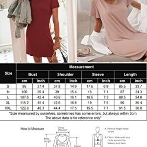 Ekouaer Sleepshirt Women 2 Packs O Neck Nightgown Cute Boyfriend Night Shirt Soft Loose Sleep Dress