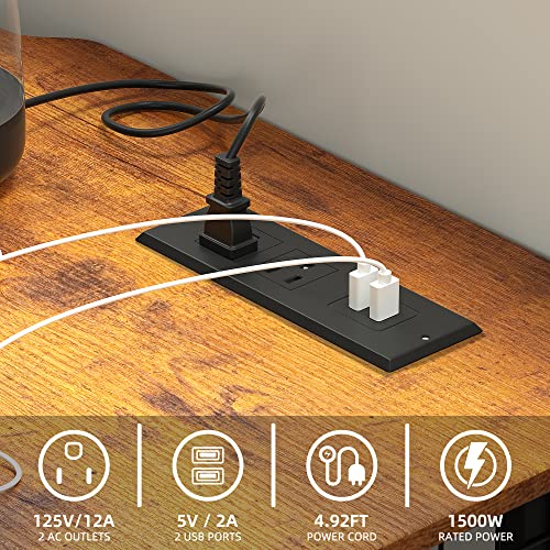 Pamray Small White Computer Desk with Outlets Built-in, Home Work Office Computer Table with Under Desk Cable Management for Study and Writing