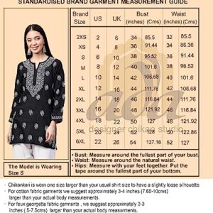 Ada Indian Handcrafted Chikankari Yellow Georgette Kurti Top Tunic with inner for Women A911304 (L)