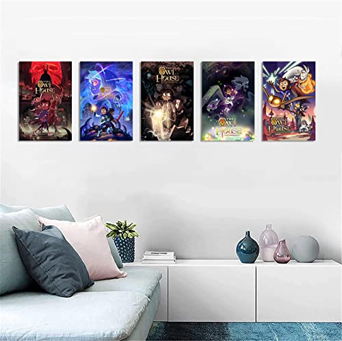 The Owl House Poster Canvas Art Poster and Canvas Wall Art Living Room Posters Bedroom Painting, Wall Art Picture Print Modern Family Bedroom Decor Posters Set of 5 Pcs (No Frame,8x12inch-5pcs)