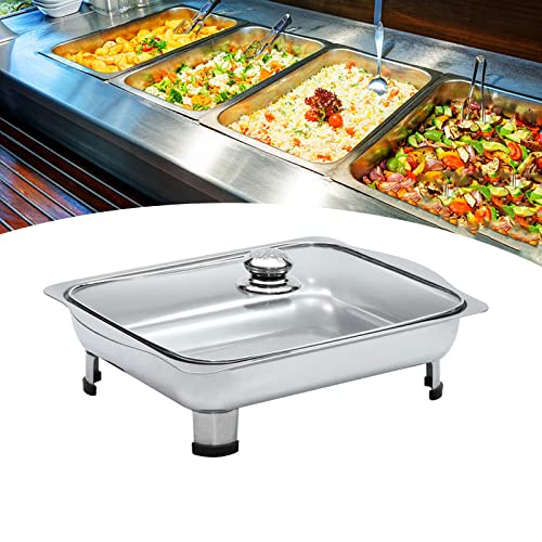 Fenteer Buffet Dish Tray, Chafing Dish, Transparent Cover Rectangular Serving Tray Stainless Steel Chafer for Holidays Picnic, arc