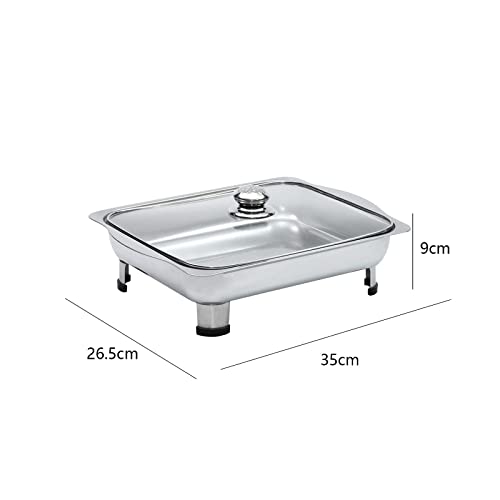 Fenteer Buffet Dish Tray, Chafing Dish, Transparent Cover Rectangular Serving Tray Stainless Steel Chafer for Holidays Picnic, arc