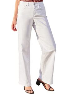 royalty for me women's wide leg sustainable jean, white, 8