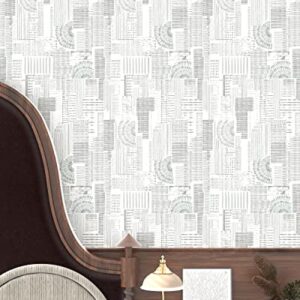 Theper Modern Peel and Stick Wallpaper Gray and White Stripe Wallpaper Contact Paper 17.3” x 78.7” Geometric Wallpaper Self Adhesive Wallpaper Removable Decorative Wallpaper for Bedroom Vinyl Film