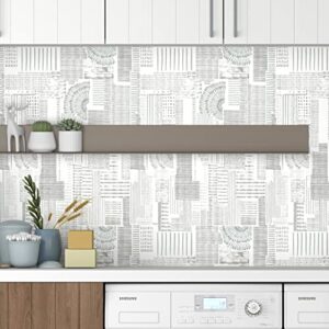 Theper Modern Peel and Stick Wallpaper Gray and White Stripe Wallpaper Contact Paper 17.3” x 78.7” Geometric Wallpaper Self Adhesive Wallpaper Removable Decorative Wallpaper for Bedroom Vinyl Film