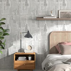 Theper Modern Peel and Stick Wallpaper Gray and White Stripe Wallpaper Contact Paper 17.3” x 78.7” Geometric Wallpaper Self Adhesive Wallpaper Removable Decorative Wallpaper for Bedroom Vinyl Film