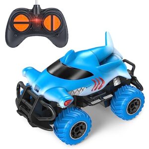 remote control car for boys 2-5, rc toys for 2 3 4 5 year old boys, shark monster truck toy vehicle,mini 1:43 scale car toys for boys 3-5 years old truck, toy cars best gift for age 3 4 5 6 kids