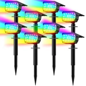 lansow solar spot lights outdoor color changing, [7 modes/8 pack] christmas solar landscape spotlights, solar lights outdoor waterproof, solar powered flood lights for outside yard garden pathway