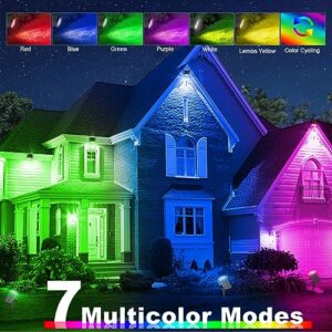 LANSOW Solar Spot Lights Outdoor Color Changing, [7 Modes/8 Pack] Christmas Solar Landscape Spotlights, Solar Lights Outdoor Waterproof, Solar Powered Flood Lights for Outside Yard Garden Pathway