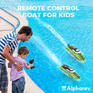 ALPHAREV RC Boats for Kids - R208MINI Double Motor Remote Control Boat for Pool and Lake, 2.4GHz RC Speed Boat with Rechargeable Battery, Summer Outdoor Water Toys Birthday Gifts for Boys