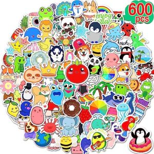 600 pcs cute stickers for kids, water bottle stickers for teens, kawaii vinyl phone laptop skateboard animal waterproof classroom stickers, bulk aesthetic sticker packs for boys girls teacher