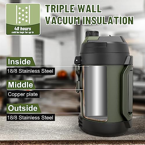 Hydraful Gallon Jug, Large Insulated Stainless Steel Sports Water Jug, Thermos Jug, 115oz Large Triple Wall Vacuum Insulation Water Bottle-Keeps Cold up to 48 Hrs-Sweat Proof,for Gym, Hiking & Camping