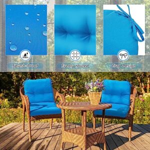 Geetery Set of 4 Patio Chair Cushions for Indoor Outdoor Furniture Tufted High Back Seat Pads Waterproof Comfort Replacement Seating Cushions with Ties for Lawn Yard Porch Inside Outside (Blue)