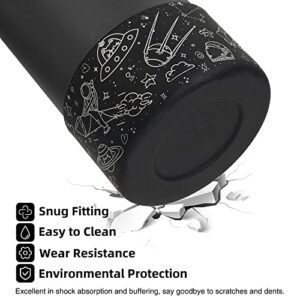 Omoojee Water Bottle Boot Sleeve, 12-24oz Protective Silicone Boot Compatible with Hydro Flask Water Bottle, Simple Modern, Yeti, Black (Universe, Astronaut)