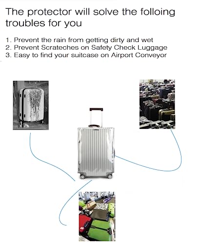 HHYOOSOO Full Clear Luggage cover Protector Suitcase Cover PVC Waterproof Luggage Covers Thicken Suitcase Protector Cover Fits Most 20" to 30" (24 INCH)