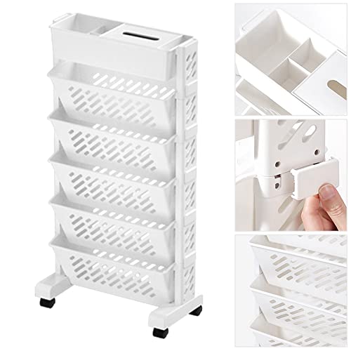 Naroote Movable Bookshelf Storage Organizer Shelf Rotating Stable Structure Compact (6 Layer) (Naroote7heys8t4aq-12)