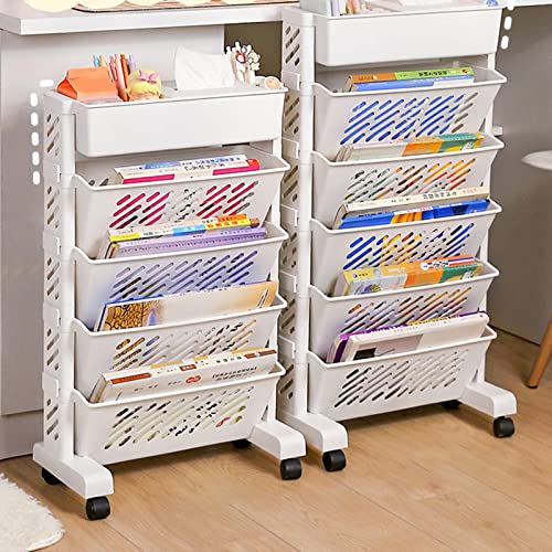 Naroote Movable Bookshelf Storage Organizer Shelf Rotating Stable Structure Compact (6 Layer) (Naroote7heys8t4aq-12)