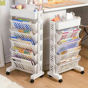 Naroote Movable Bookshelf Storage Organizer Shelf Rotating Stable Structure Compact (6 Layer) (Naroote7heys8t4aq-12)