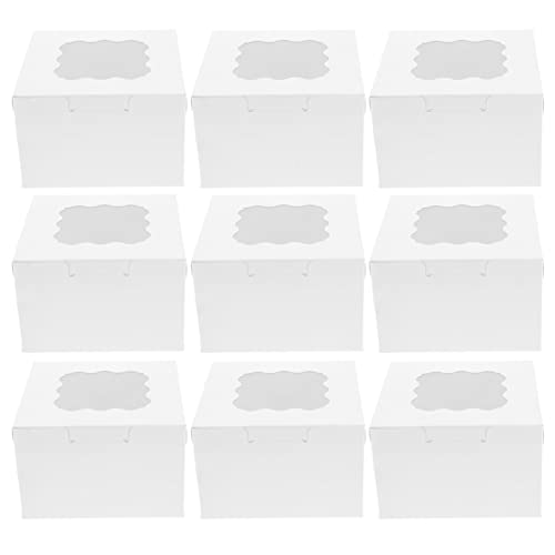 UPKOCH Cajas Para Mini Donas Cupcake Holder 12 Pcs Bakery Boxes with Window Pastry Cookie Boxes Small Cake Box Paper Treat Boxes for Pastry Cupcakes Pie Donuts White Mini Muffins