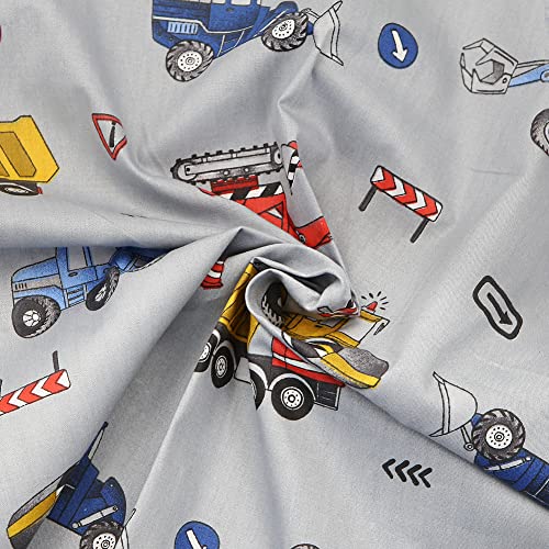 Excavator Fat Quarters Fabric Bundles,9 PCS Construction Truck Tractor Fabric Bundles,20 x 20 Inches Cotton Polyester Quilting Fabric Material Scraps for Sewing Quilting Patchwork Artcraft DIY