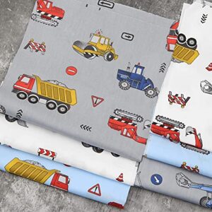 Excavator Fat Quarters Fabric Bundles,9 PCS Construction Truck Tractor Fabric Bundles,20 x 20 Inches Cotton Polyester Quilting Fabric Material Scraps for Sewing Quilting Patchwork Artcraft DIY