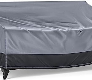 Pertotoy Outdoor Couch Cover Waterproof Patio Furniture Covers, 3-Seater Patio Sofa Cover Heavy Duty 600D Durable UV Anti-Fading, 79" Wx 37" Dx 35" H, Gray/Dark Gray