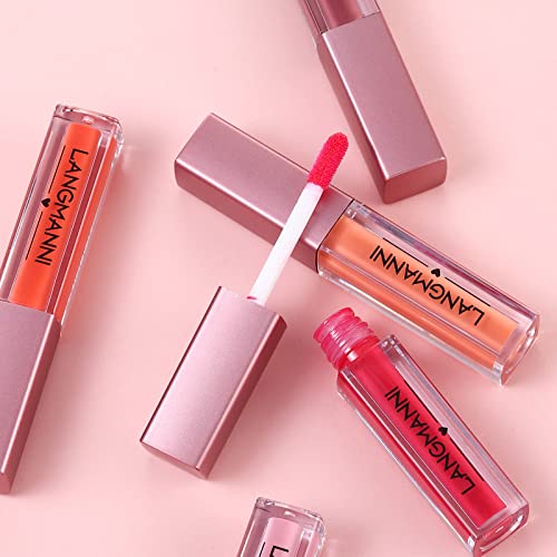 LANGMANNI 12Pcs Lip gloss Collection Makeup Set, Shiny Smooth Soft Liquid Lip Glosses Lip Stain With Rich Varied Colors For Girls And Women Makeup