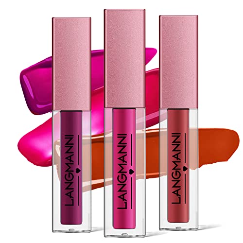 LANGMANNI 12Pcs Lip gloss Collection Makeup Set, Shiny Smooth Soft Liquid Lip Glosses Lip Stain With Rich Varied Colors For Girls And Women Makeup