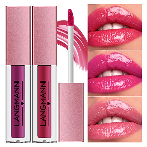 LANGMANNI 12Pcs Lip gloss Collection Makeup Set, Shiny Smooth Soft Liquid Lip Glosses Lip Stain With Rich Varied Colors For Girls And Women Makeup