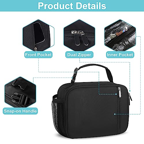 esouler Lunch Box Kids Insulated Lunch Bag for Boys & Girls Durable Children Lunchbox for School with Water Bottle Holder-Black