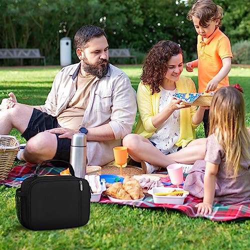 esouler Lunch Box Kids Insulated Lunch Bag for Boys & Girls Durable Children Lunchbox for School with Water Bottle Holder-Black