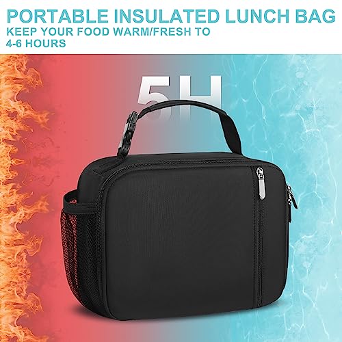 esouler Lunch Box Kids Insulated Lunch Bag for Boys & Girls Durable Children Lunchbox for School with Water Bottle Holder-Black