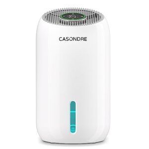 casondre 56oz dehumidifier, 500 sq ft small dehumidifier with touch control led screen, temperature display, timer, 3 modes, auto shut off portable dehumidifier for bathroom, basement, bedroom, rv