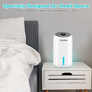 CASONDRE 56OZ Dehumidifier, 500 Sq ft Small Dehumidifier with Touch Control LED Screen, Temperature Display, Timer, 3 Modes, Auto Shut Off Portable Dehumidifier for Bathroom, Basement, Bedroom, RV