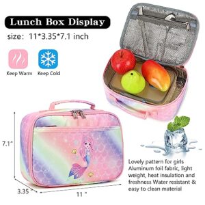 YCBB Rainbow Mermaid Kids Backpacks for Girls School Bookbags Set with Lunch Tote Bag Lightweight Preschool Kindergarten Elementary School Backpacks