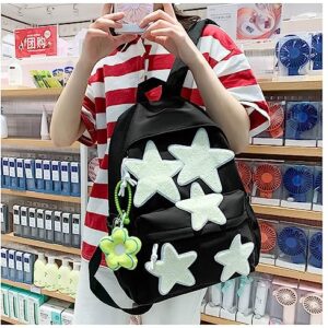 TIMMOR MAGIC Y2k Backpack for Women Aesthetic Bags with Star Graphic Vintage Coquette Bags Y2k Fashion Cyber Bag((style5-black)