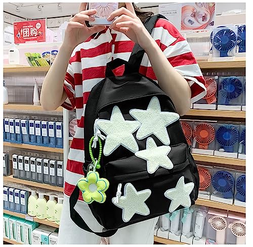 TIMMOR MAGIC Y2k Backpack for Women Aesthetic Bags with Star Graphic Vintage Coquette Bags Y2k Fashion Cyber Bag((style5-black)