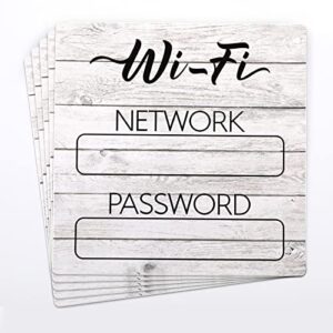 oudain 5 pieces wi-fi password sign rustic fridge magnet magnetic wi-fi sign compatible with airbnb vrbo