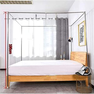 Stainless Steel Canopy Bed Frame,Mosquito Net Door Quattro Canopy Frame, Canopy Frame, Single/Double/King-Size Bed Frame (Color : Silver, Size : 1.8x2m Bed)