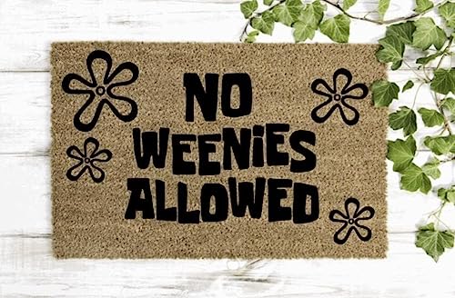 Hushuoni Door Mat No Weenies Allowed Welcome Non-Slip Mats Funny Doormat Decor for Bathroom Kitchen Front Porch Rugs Home Decor Entrance 16 x 24 inch