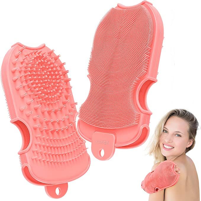 Silicone Body Scrubber for Use in Shower: Silicone Loofah for Men Women with Two Sides - Body Exfoliator Brush for Massage and Foam