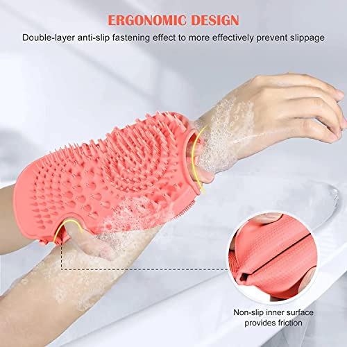 Silicone Body Scrubber for Use in Shower: Silicone Loofah for Men Women with Two Sides - Body Exfoliator Brush for Massage and Foam