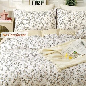 McVernon's Floral Duvet Cover Queen Size 3 Pieces, Flower Queen Duvet Cover with 2 Pillow Shams, Soft Bedding Set for All Season, Breathable, Zipper Closure, Queen(90''x90'')