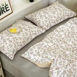 McVernon's Floral Duvet Cover Queen Size 3 Pieces, Flower Queen Duvet Cover with 2 Pillow Shams, Soft Bedding Set for All Season, Breathable, Zipper Closure, Queen(90''x90'')