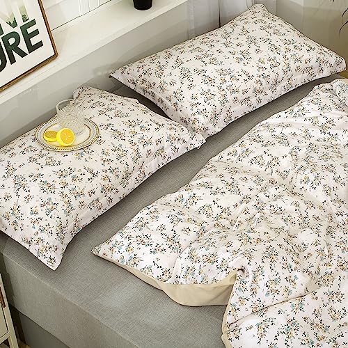 McVernon's Floral Duvet Cover Queen Size 3 Pieces, Flower Queen Duvet Cover with 2 Pillow Shams, Soft Bedding Set for All Season, Breathable, Zipper Closure, Queen(90''x90'')