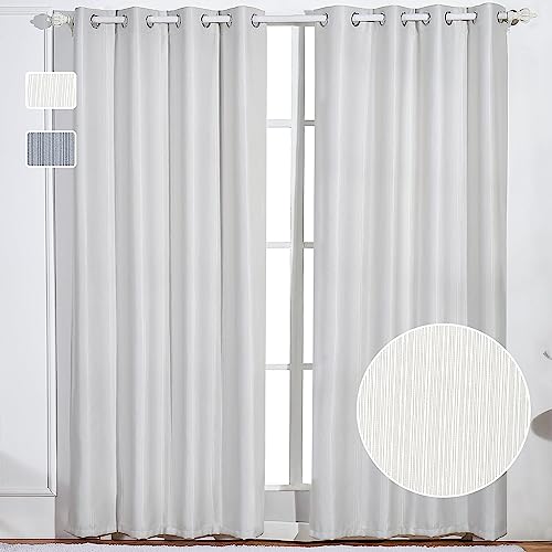 Creamy White Blackout Curtains for Living Room - 2 Panels Set Privacy Room Darkening Curtains, Solid Color Window Panels, Grommet Window Curtains/Drapes for Bedroom Kitchen,52 x 84 Inch