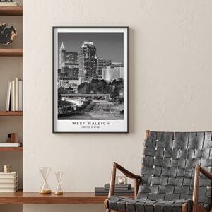 Dear Mapper West Raleigh United States View Abstract Road Modern Map Art Minimalist Painting Black and White Canvas Line Art Print Poster Art Line Paintings Home Decor (Set of 3 Unframed) (12x16inch)